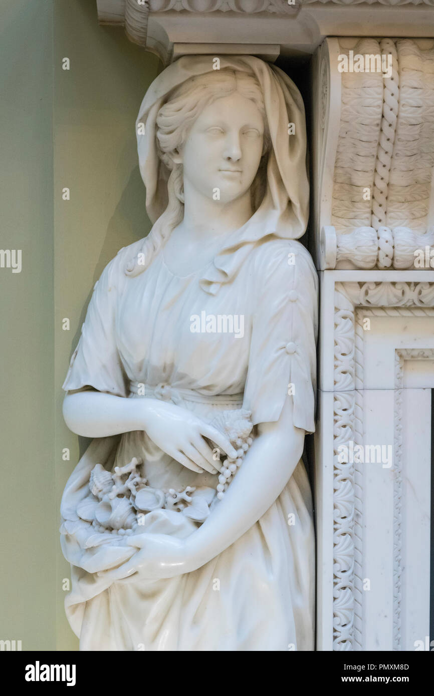 Liverpool Wirral Port Sunlight The Lady Lever Art Gallery detail chimney piece white marble lady ...