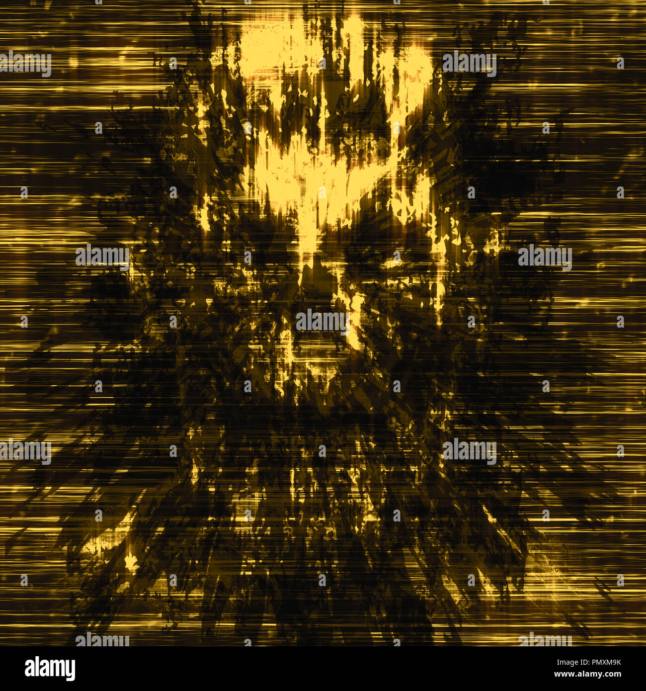 Terrible skull abstraction into small debris. Background in genre of ...