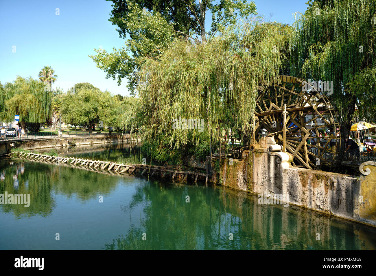 Waterwheel on the Nabao River, Mouchao Park, Tomar . Portugal Stock ...