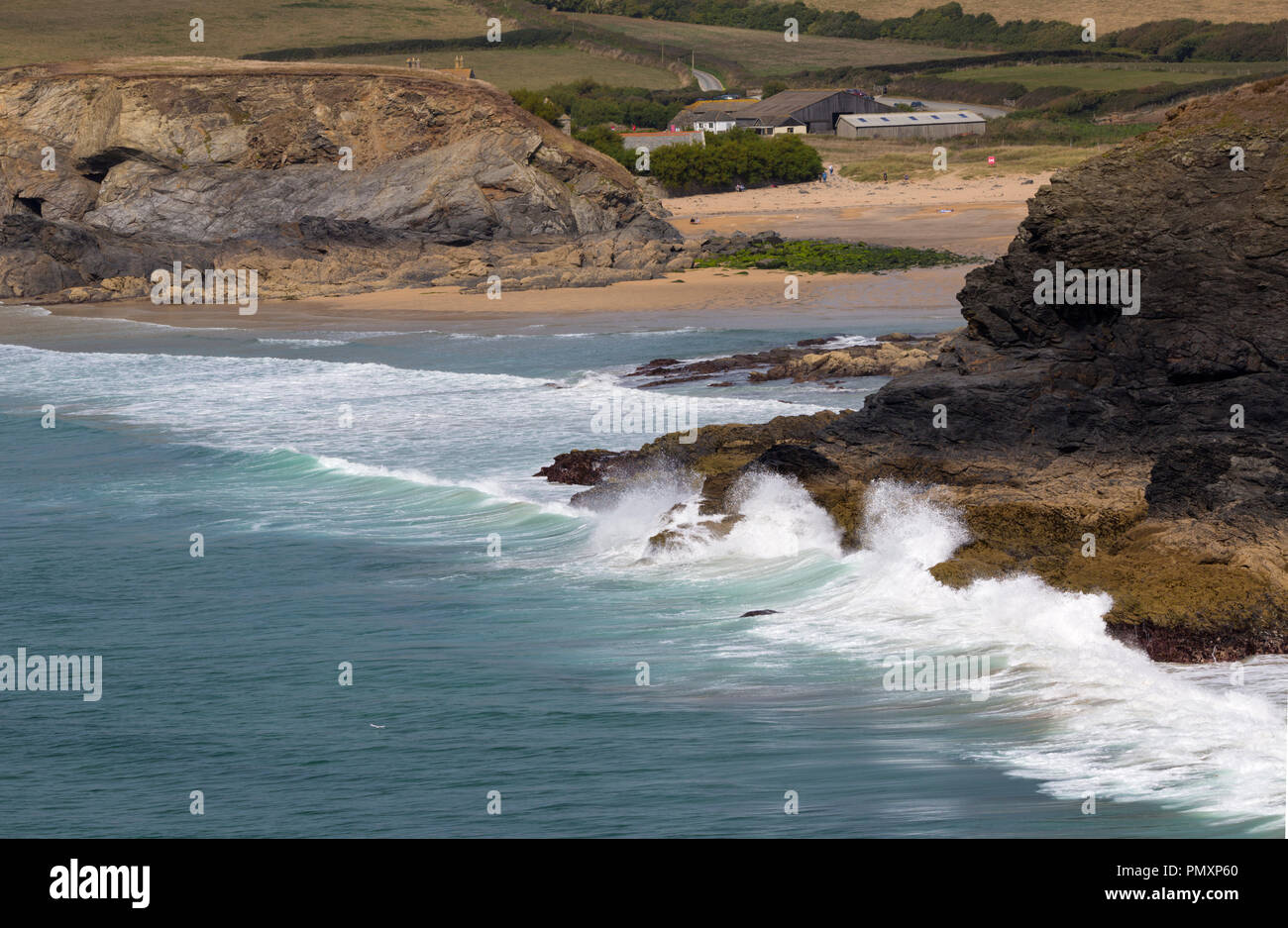 Looking towards Church Cove Gunwalloe from the coastal path Stock Photo ...
