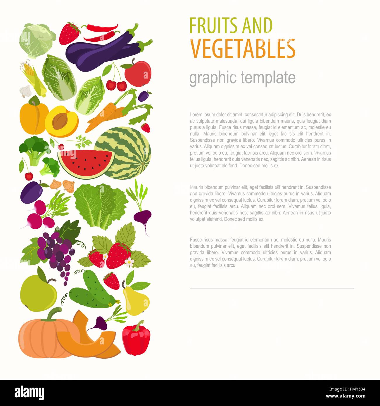 Fruits and vegetables. Nutrition. Icon set. Vector illustration Stock ...