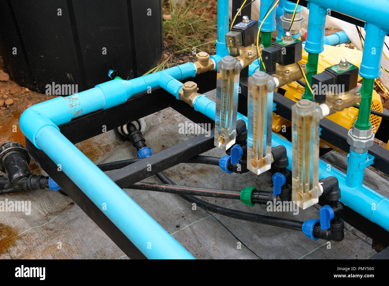 smart agriculture with internet of things, iot. rotameter measure ...