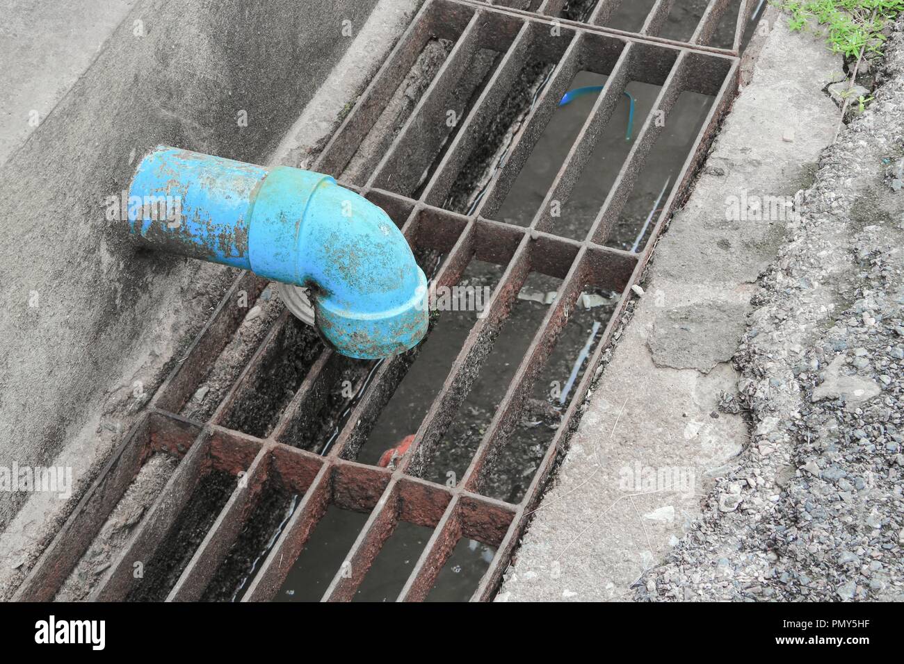 pipe sewer, PVC water in ditch Stock Photo - Alamy
