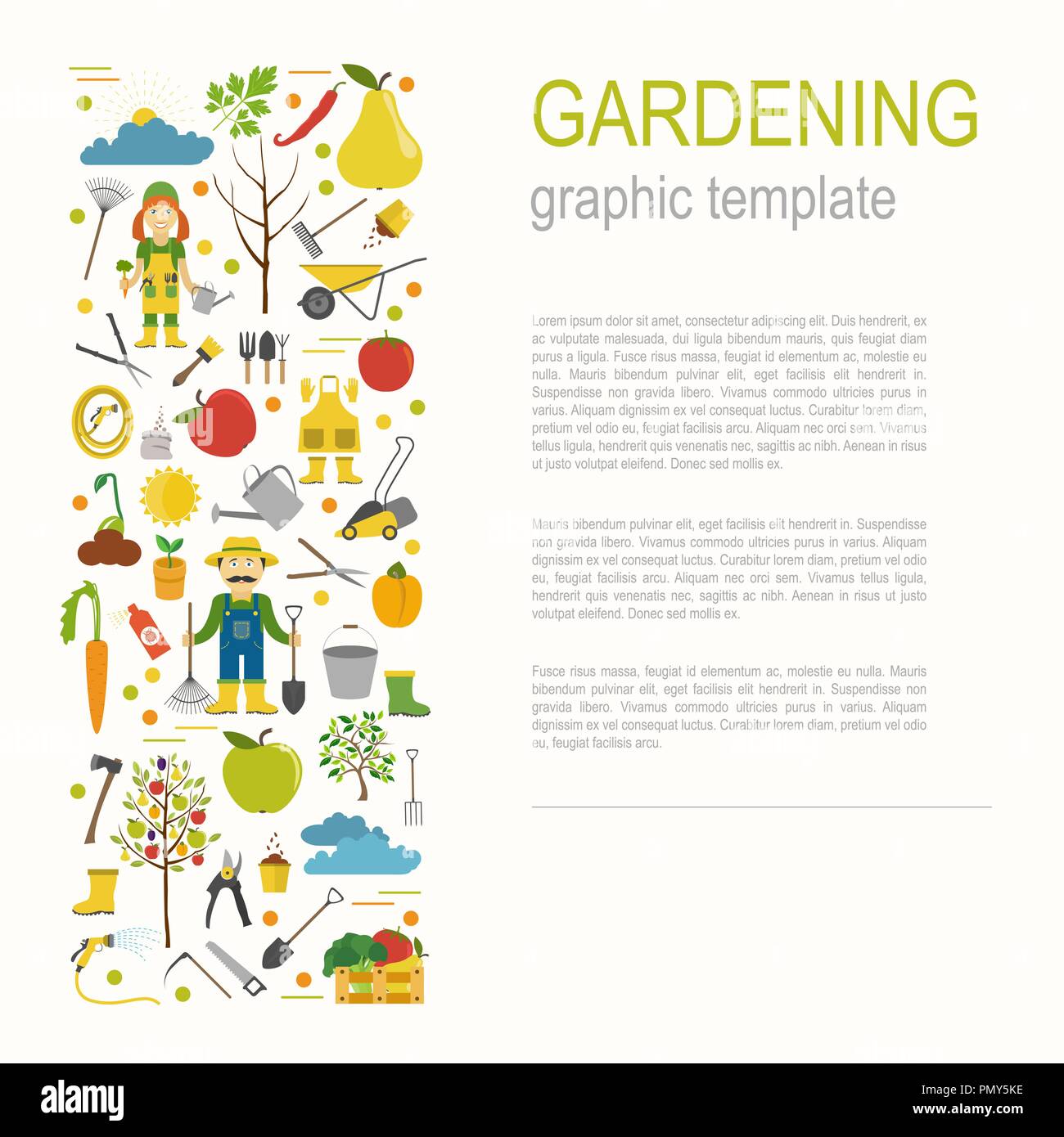 Gardening work, farming infographic. Graphic template. Flat style ...
