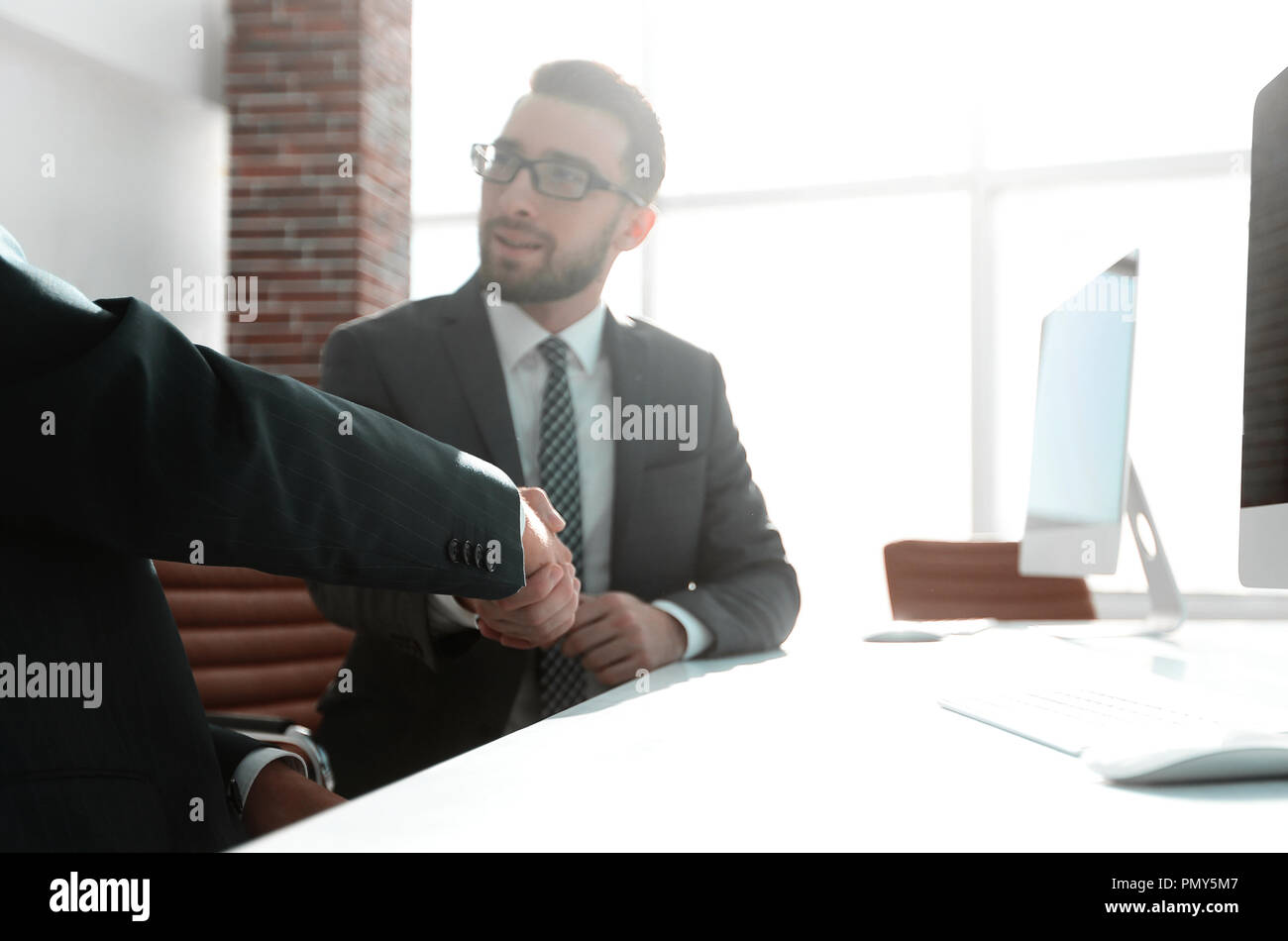 business handshake . photo with copy space Stock Photo - Alamy