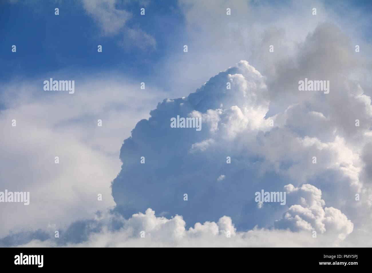 blue sky with big cloud and raincloud, art of nature beautiful, copy ...