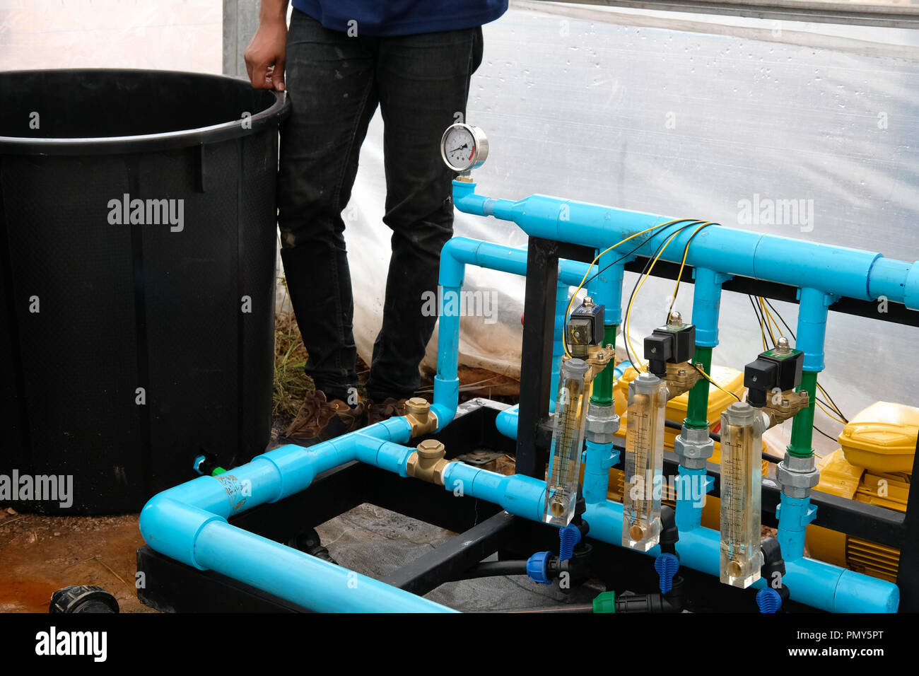 smart agriculture with internet of things, iot. rotameter measure ...