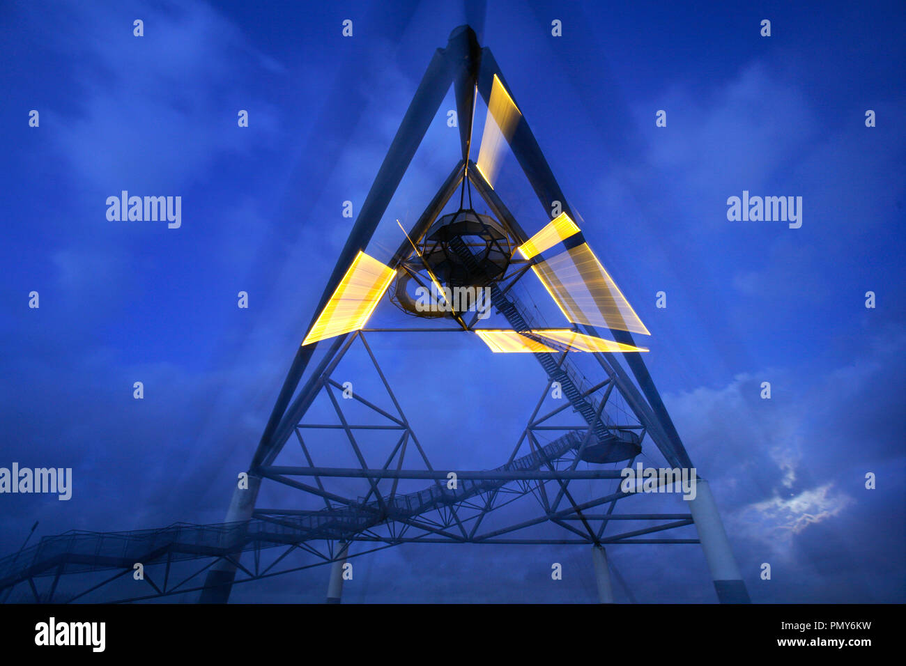 Tetrahedron, the mystical pyramid of tubular steel. On the heap of the ...