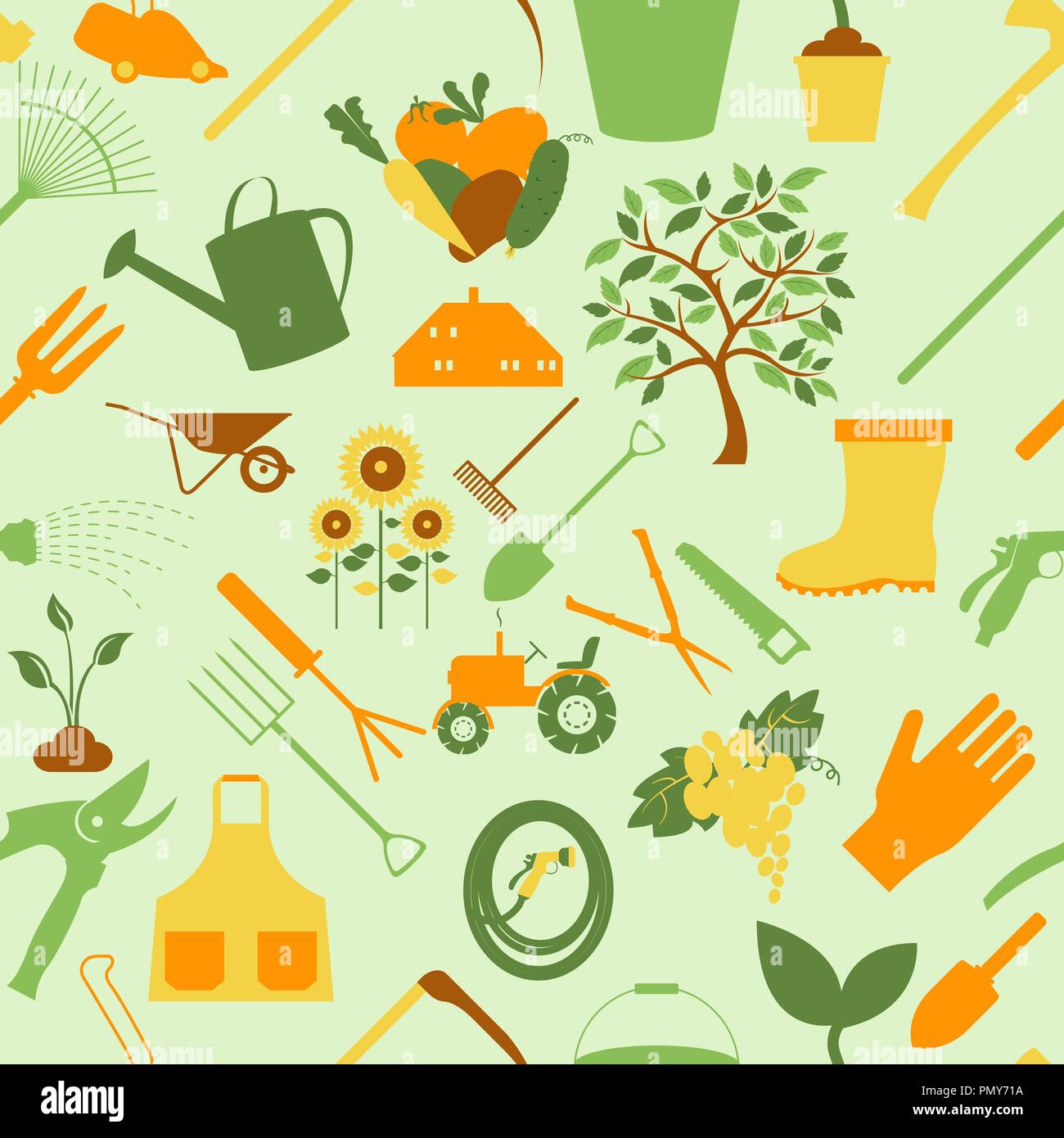 Gardening Background. Seamless Pattern. Vector Illustration Stock 