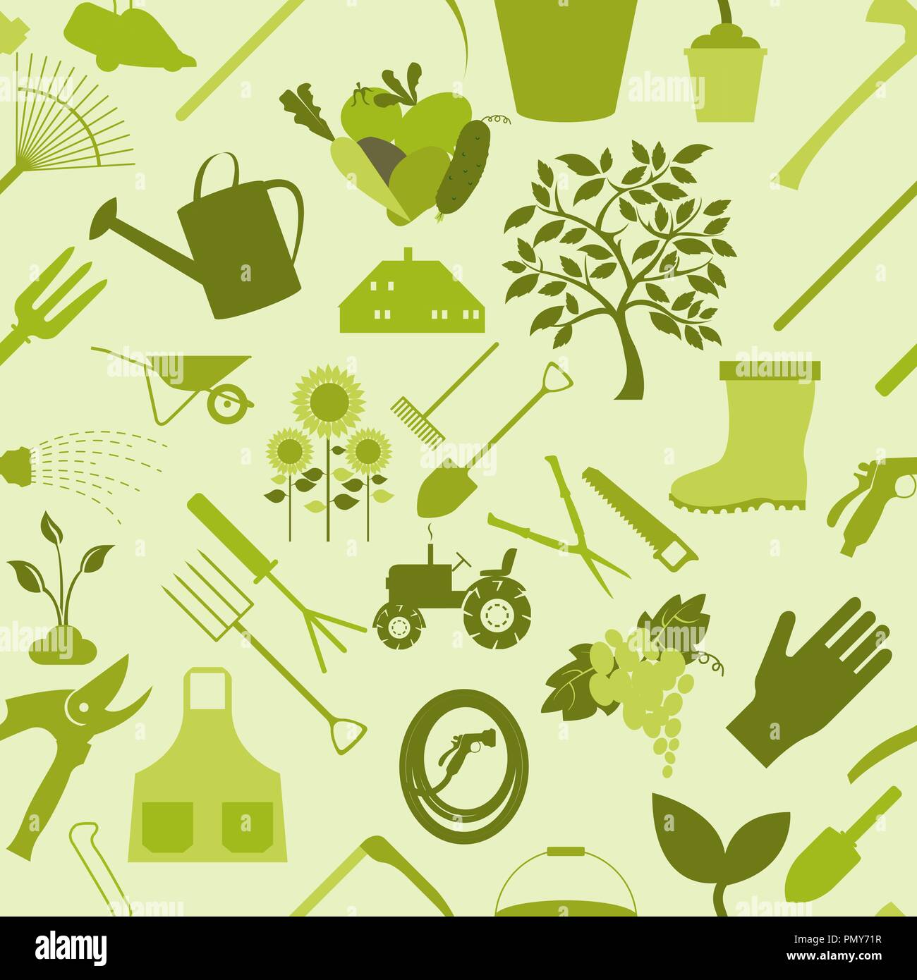 Gardening background. Seamless Pattern. Vector illustration Stock ...