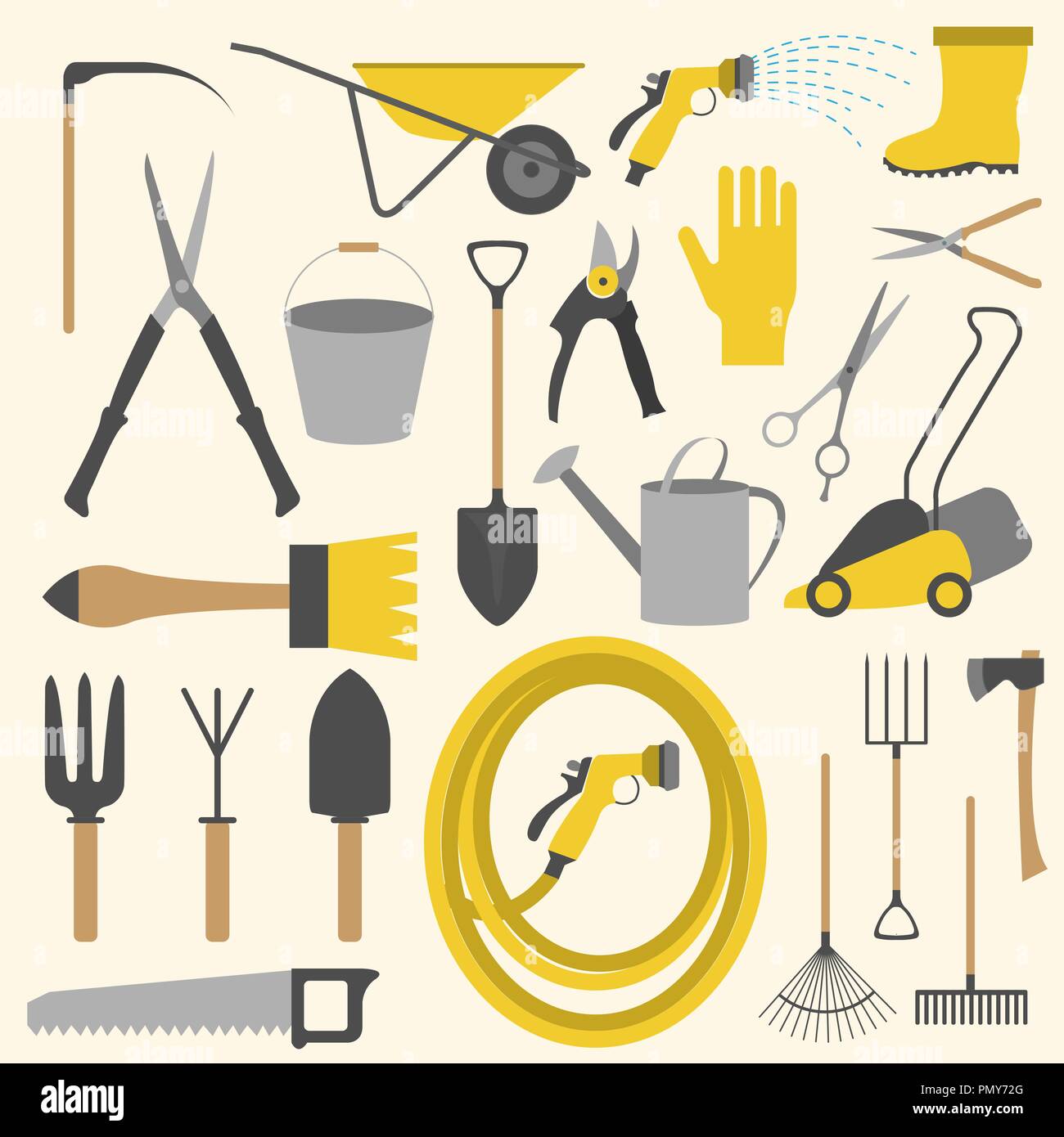 Garden work icon set. Working tools. Vector illustration Stock Vector ...