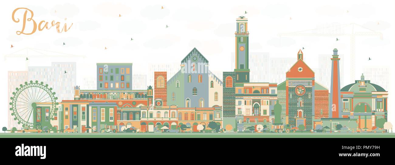 Bari Italy City Skyline with Color Buildings. Vector Illustration ...