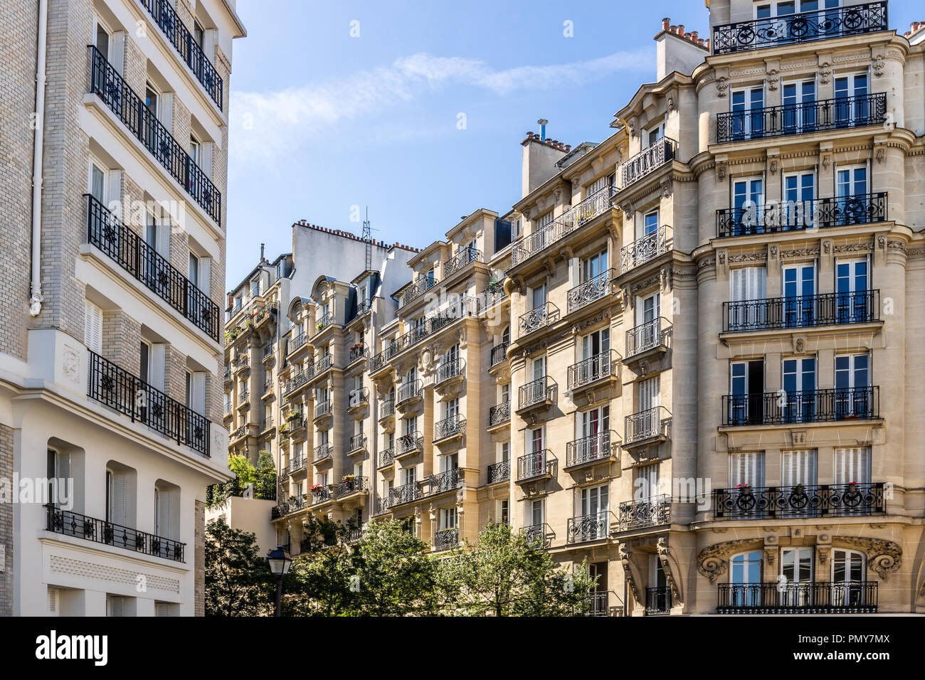Art Nouveau facades at corner Rue du Mont-Cenis and Rue Saint-Vincent ...