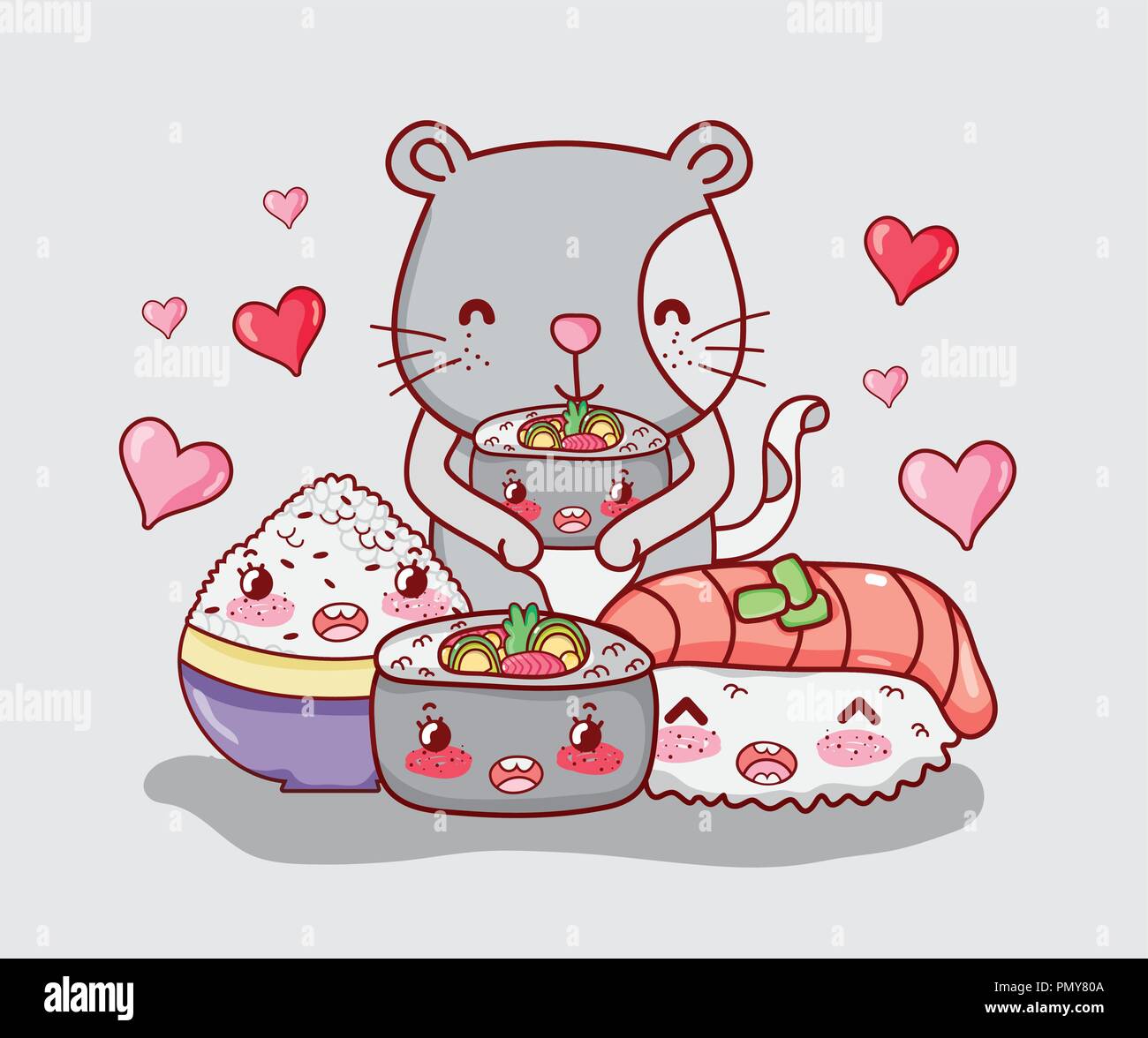 Cat and japan food kawaii Stock Vector Image & Art - Alamy