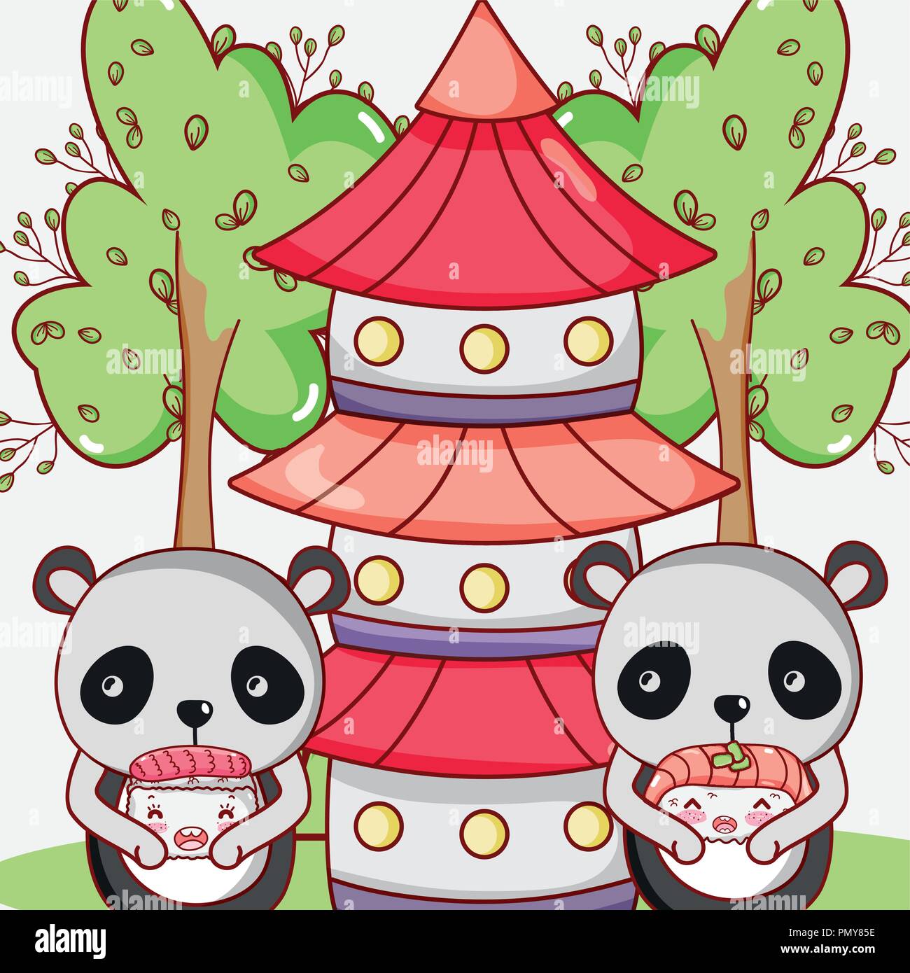 Sushi and pandas kawaii Stock Vector Image & Art - Alamy
