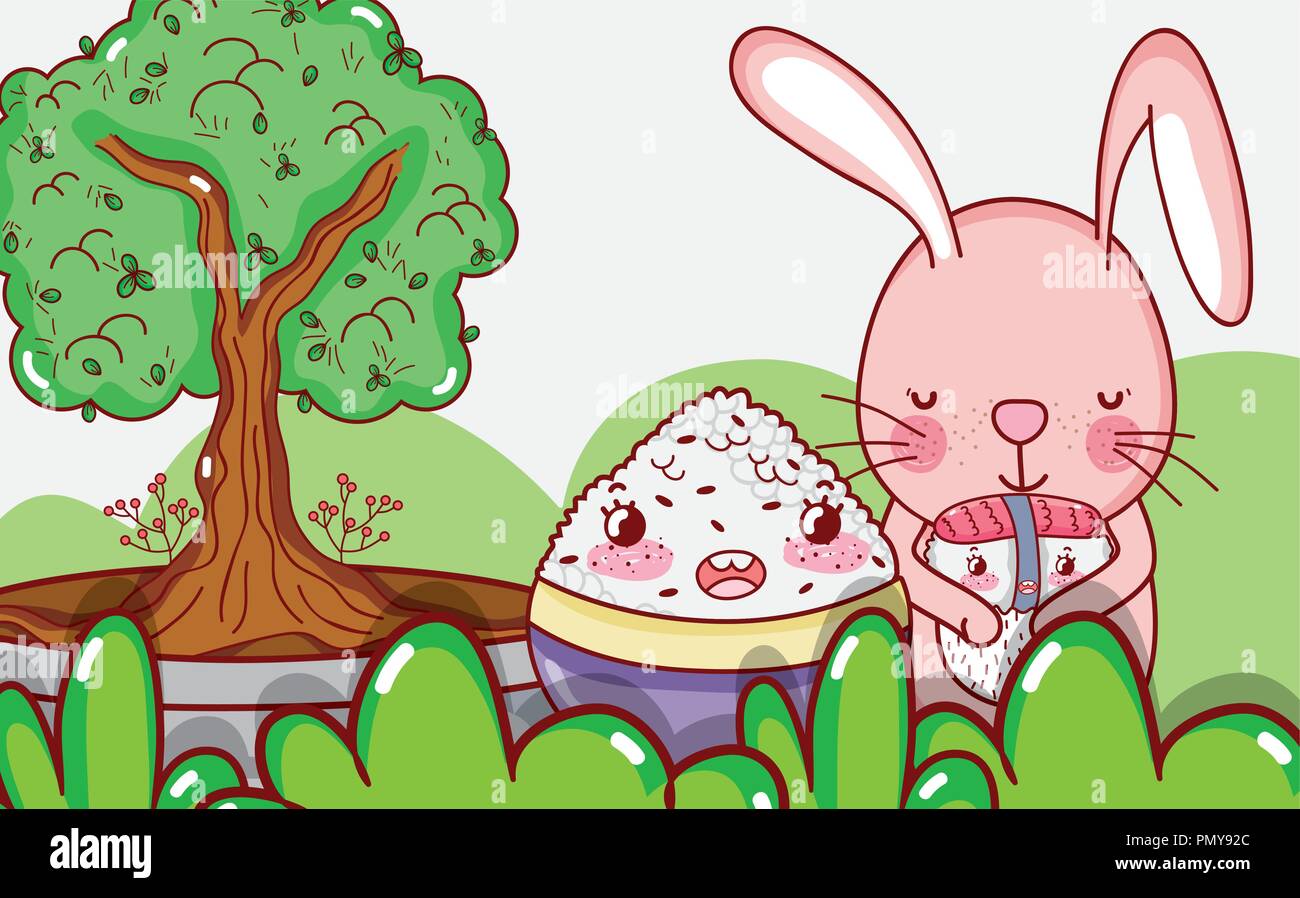 Rabbit and japanese food Stock Vector Image & Art - Alamy