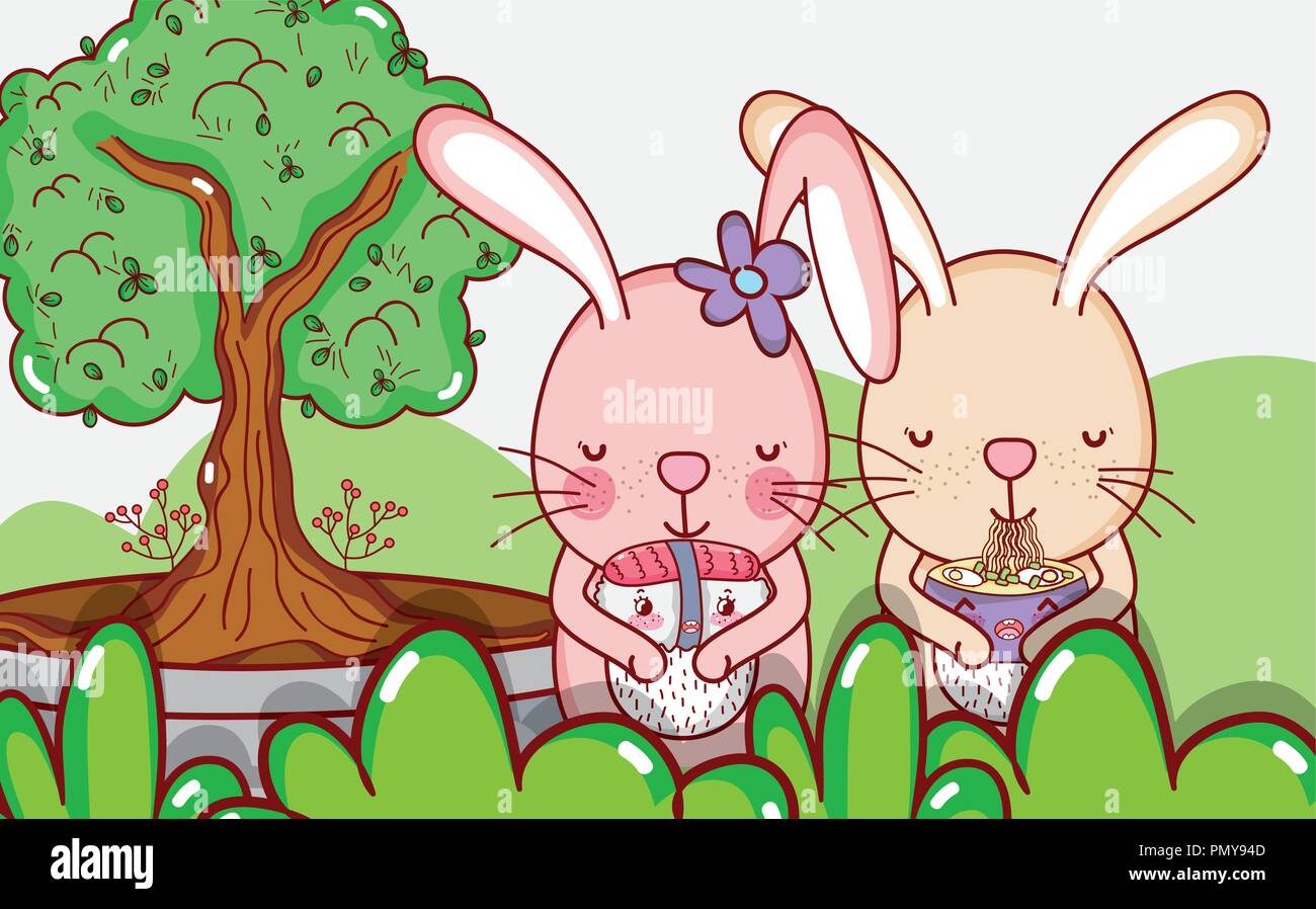 Rabbit and japanese food Stock Vector Image & Art - Alamy