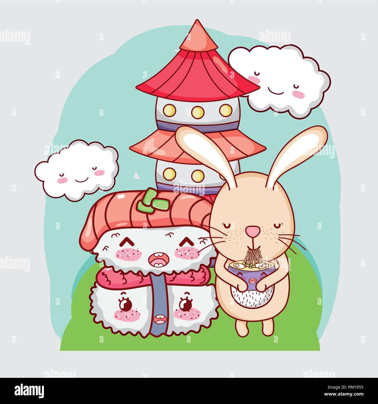 Rabbit and japanese food Stock Vector Image & Art - Alamy