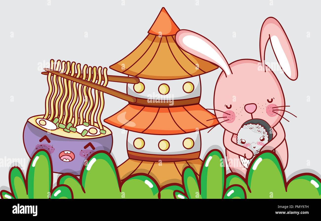 Rabbit and japanese food Stock Vector Image & Art - Alamy