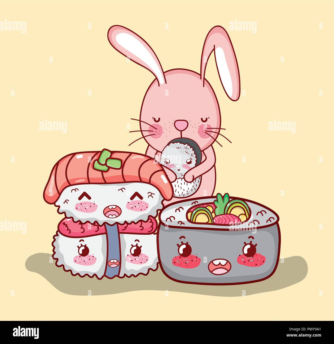 Rabbit and japanese food Stock Vector Image & Art - Alamy