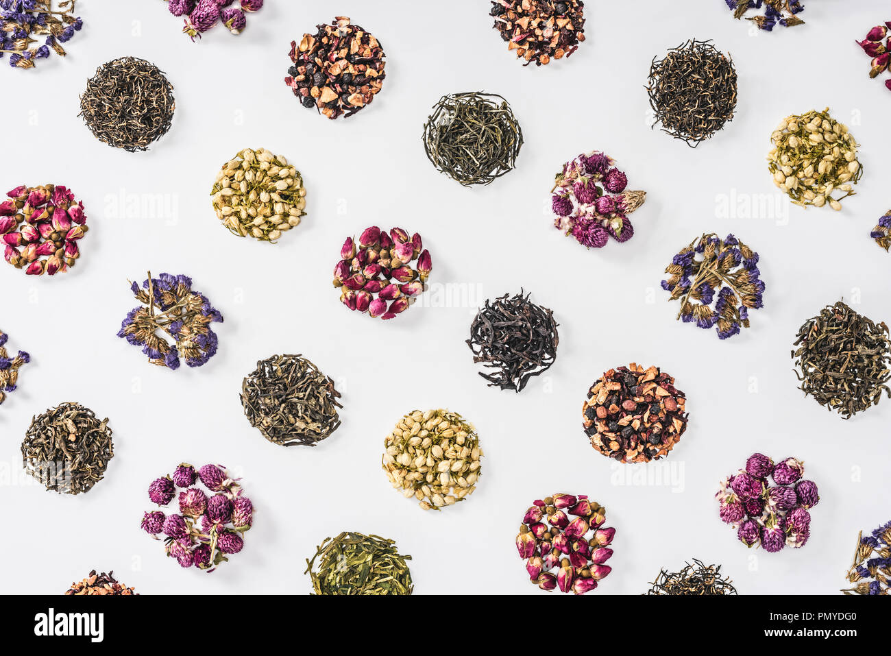 set of dried herbal organic tea isolated on white Stock Photo - Alamy
