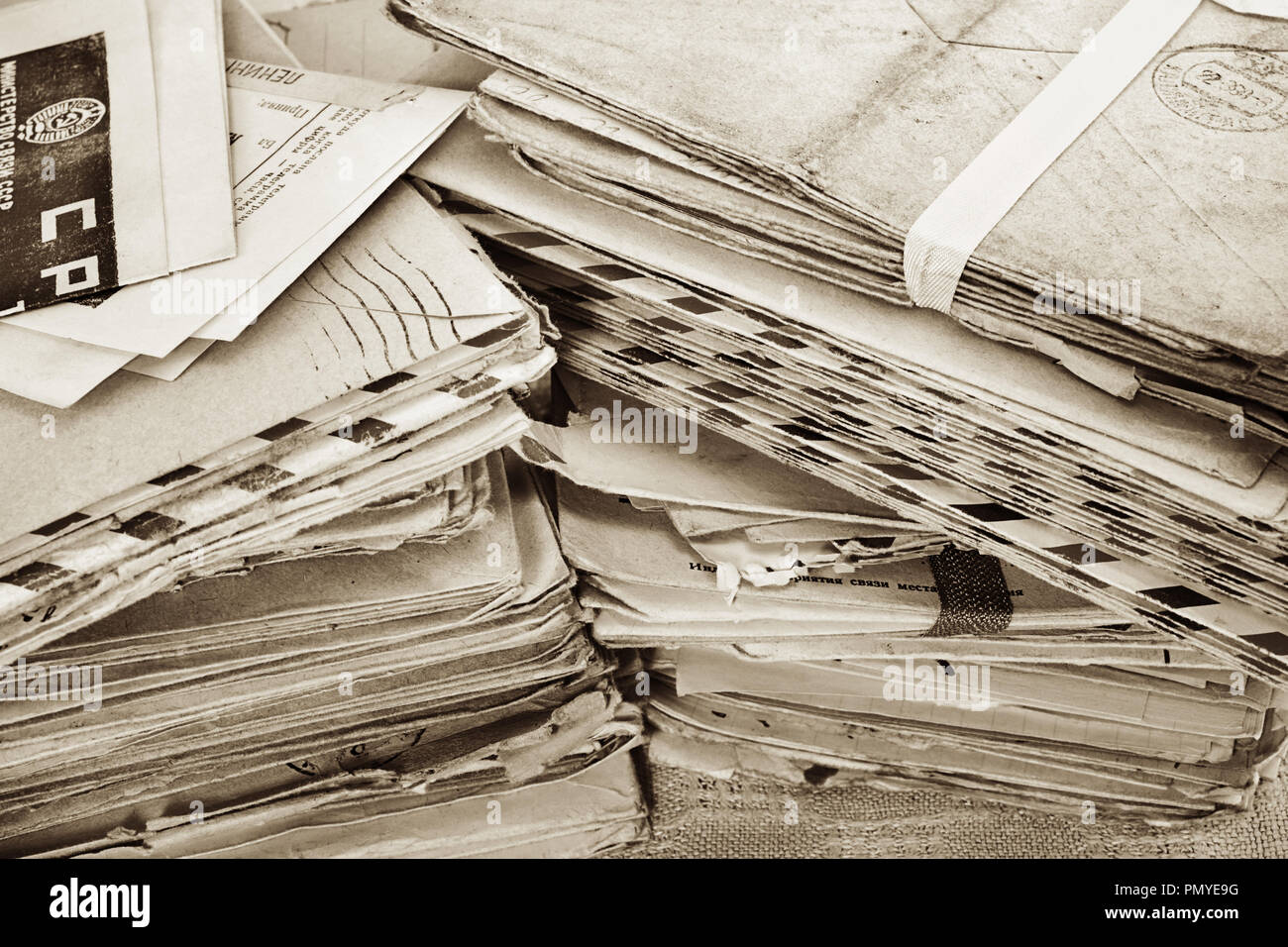 Old paper mails and telegrams Stock Photo - Alamy