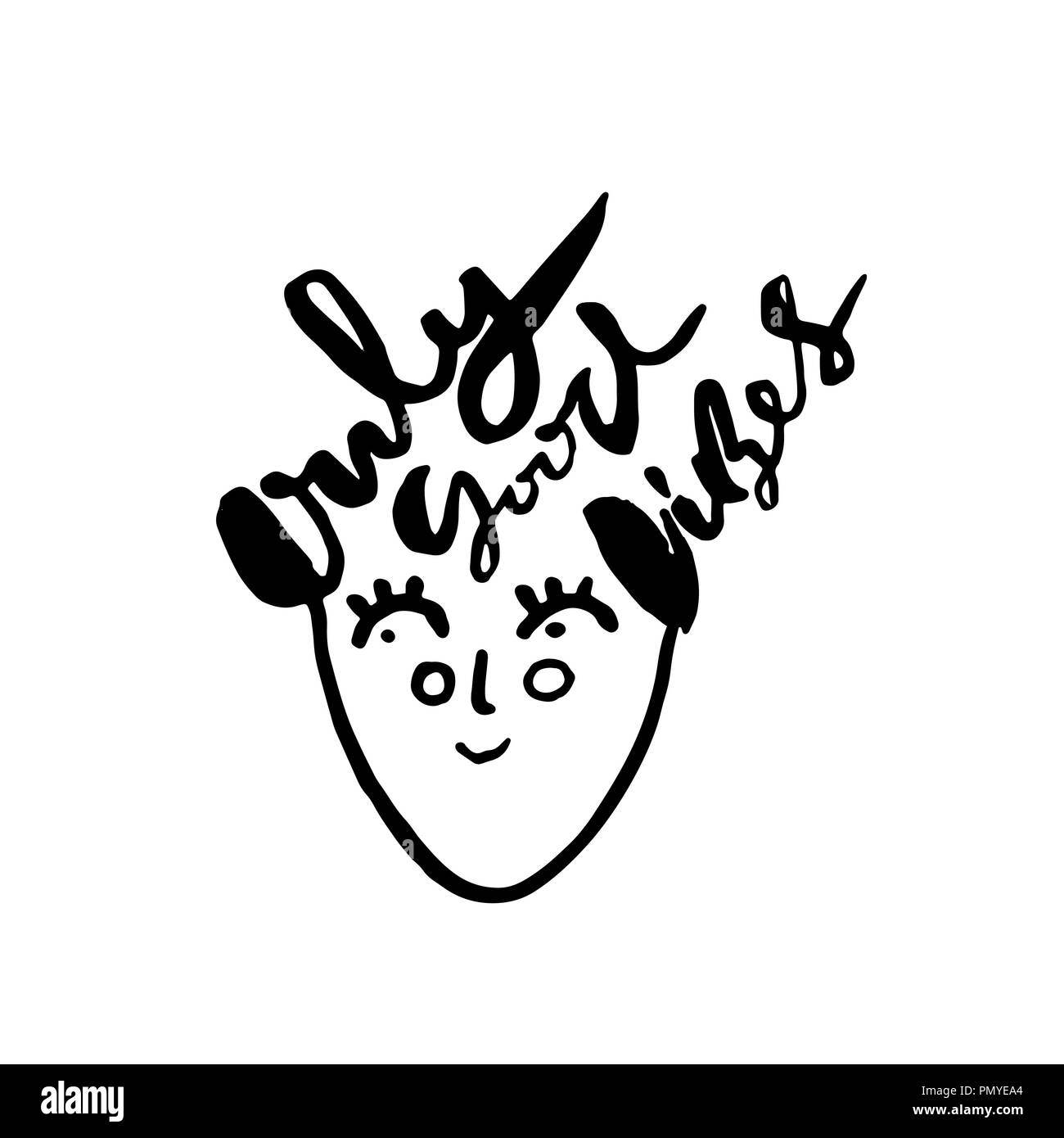 Only Good Vibes Lettering Poster With Face Hand Drawn Art Work