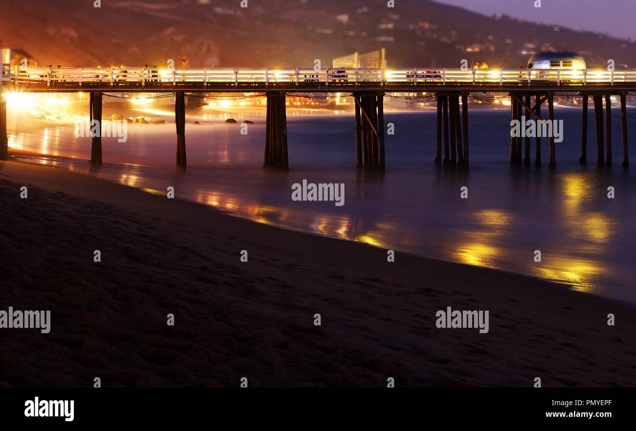 Nighttime at Malibu Pier Stock Photo - Alamy