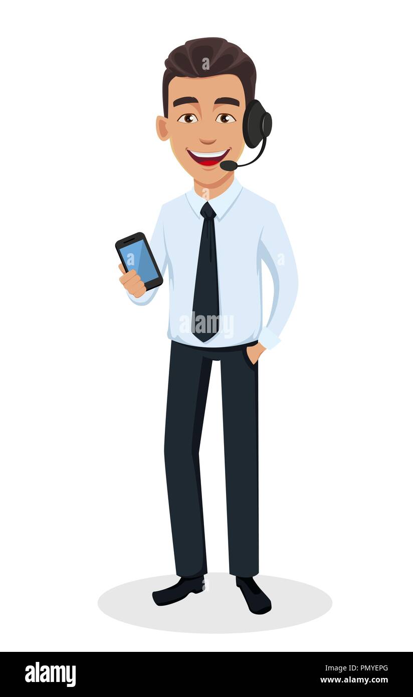 Young man headset talking Stock Vector Images - Alamy