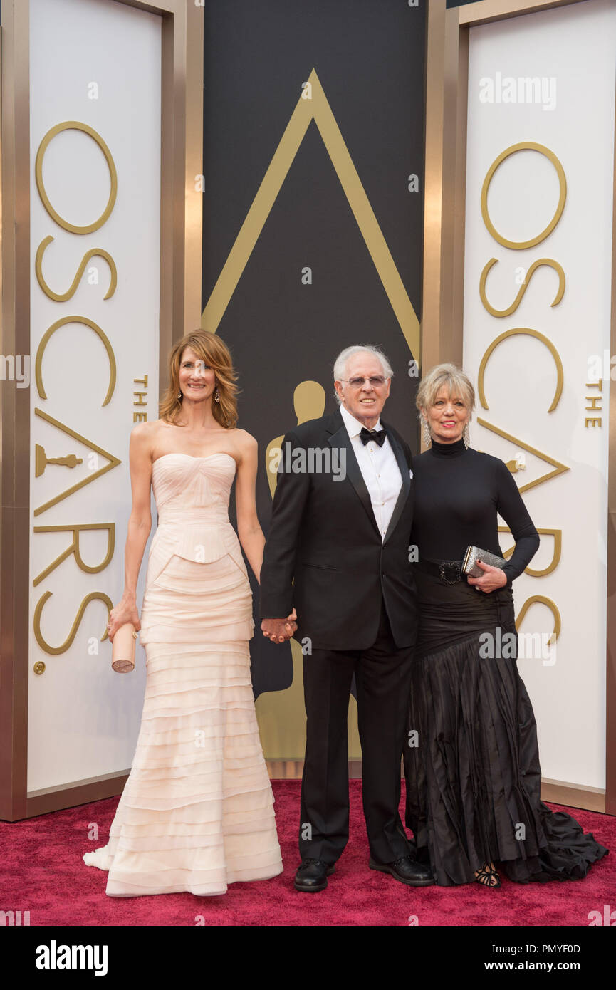 Oscar®-nominee Bruce Dern (center), Laura Dern (left) and guest arrive ...