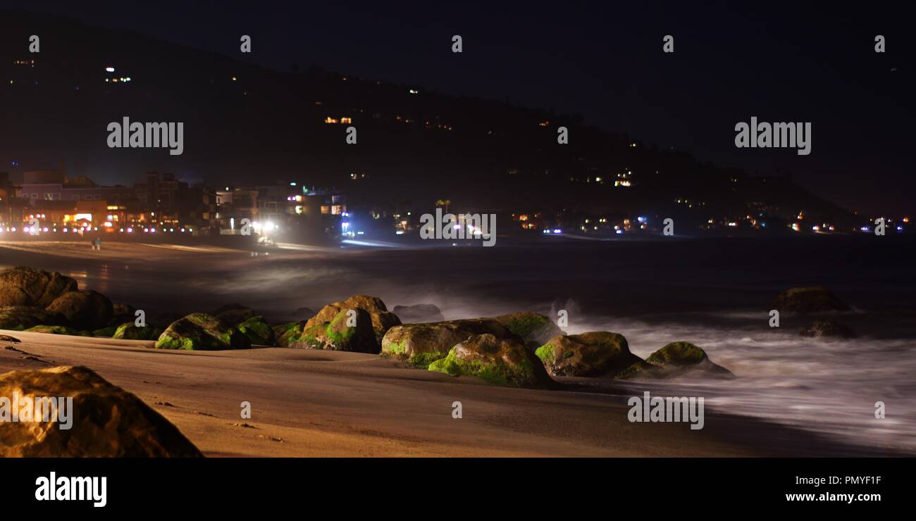 Nighttime at Malibu Pier Stock Photo - Alamy
