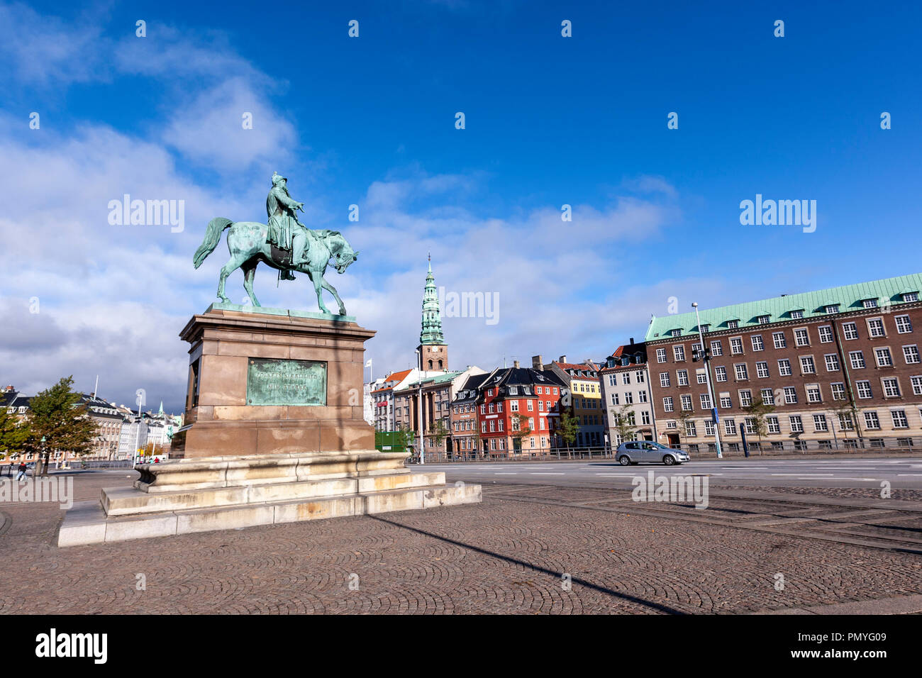 The equestrian statue of Frederick VII on Christiansborg Slotsplads in ...