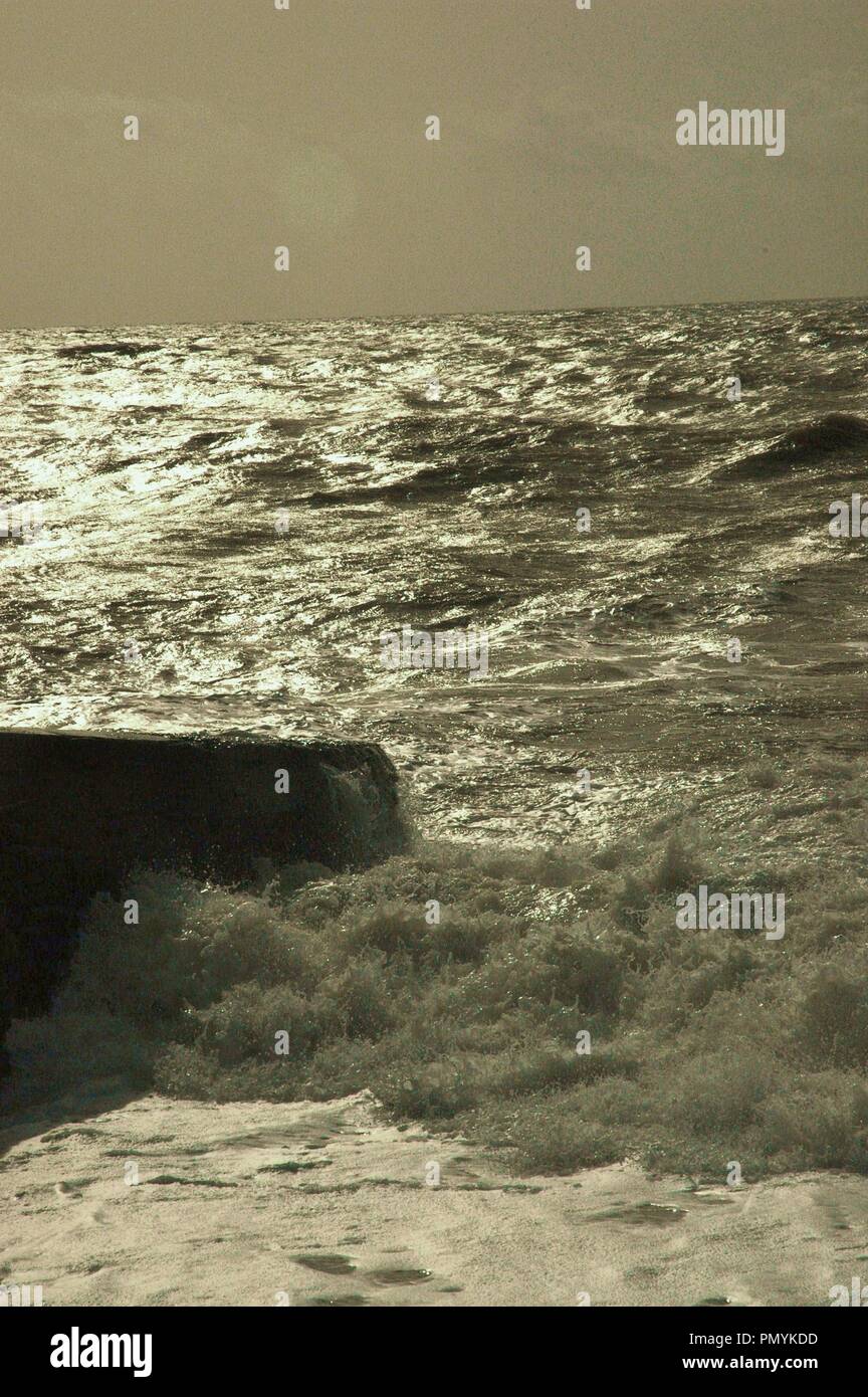 The English Channel, Splash Point, Seaford, East Sussex, UK Stock Photo ...
