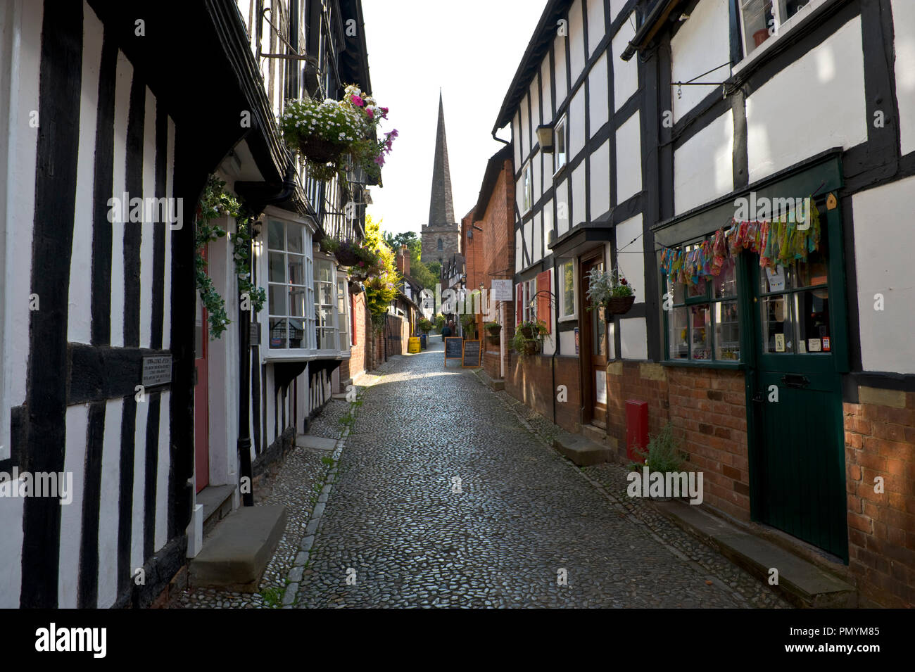View of timber houses on Church Street Ledbury Herefordshire England UK ...