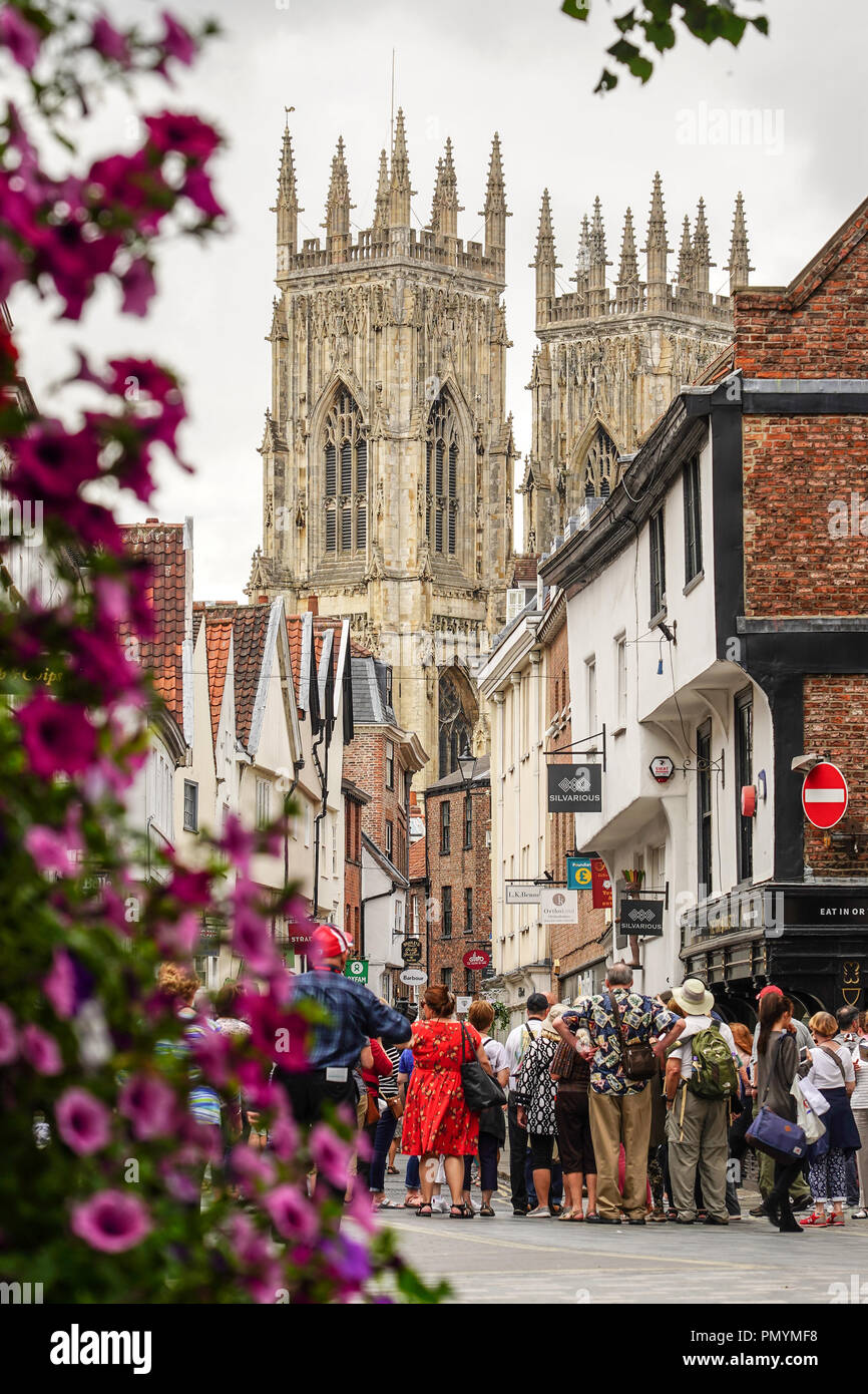 Views of a street near York Minster in Yorkshire, England. Photo date ...