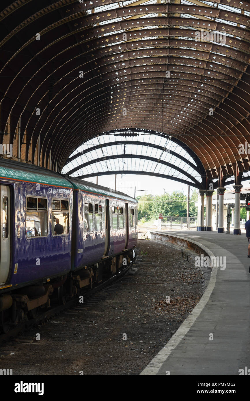 Views of a train in York station in Yorkshire, England. Photo date ...