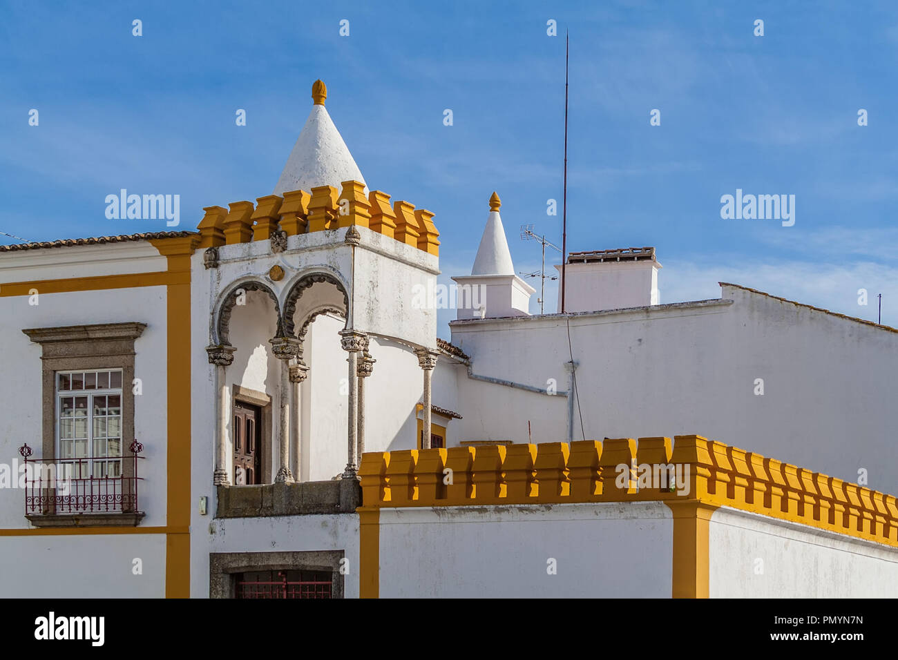 Evora, Portugal. Balcony or Veranda of Casa Cordovil House. Built in ...