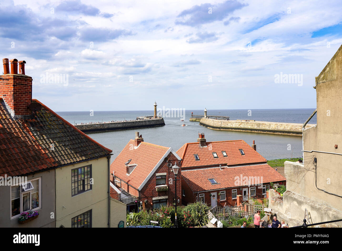 Views of Whitby Bay in Yorkshire, England. Photo date: Sunday, August 5 ...