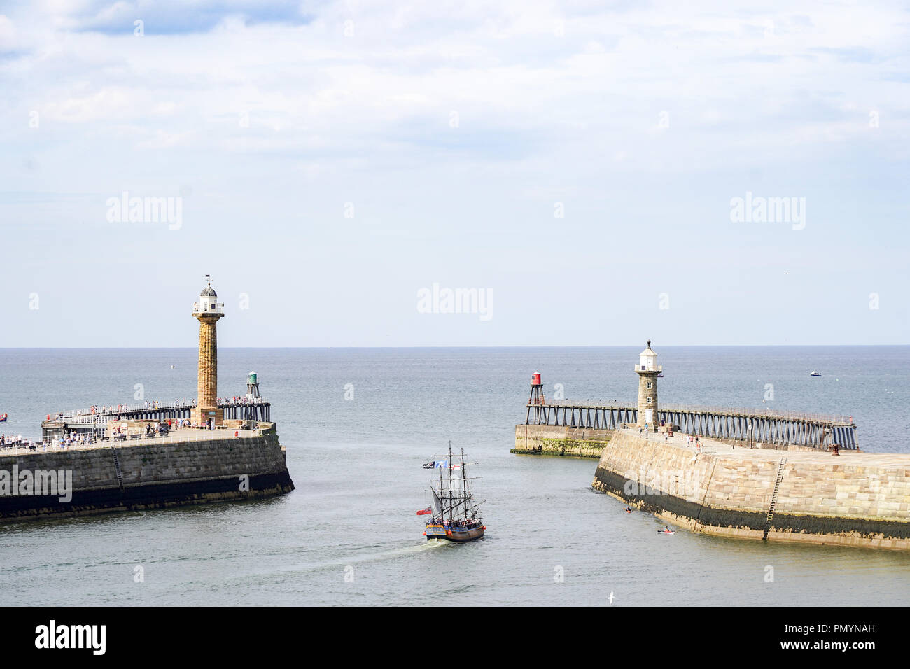 Views of Whitby Bay in Yorkshire, England. Photo date: Sunday, August 5 ...
