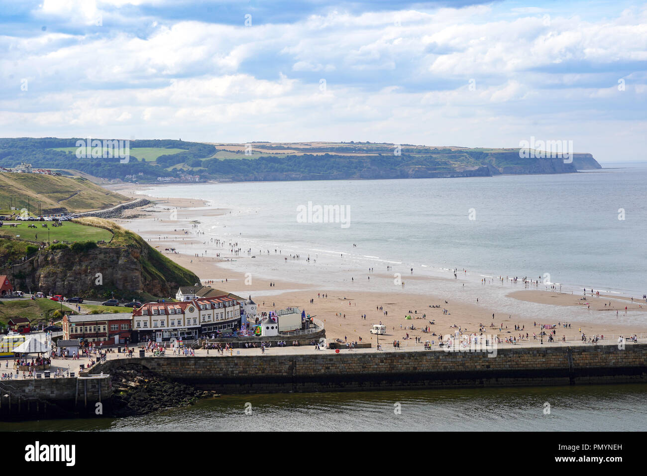Views of Whitby Bay in Yorkshire, England. Photo date: Sunday, August 5 ...