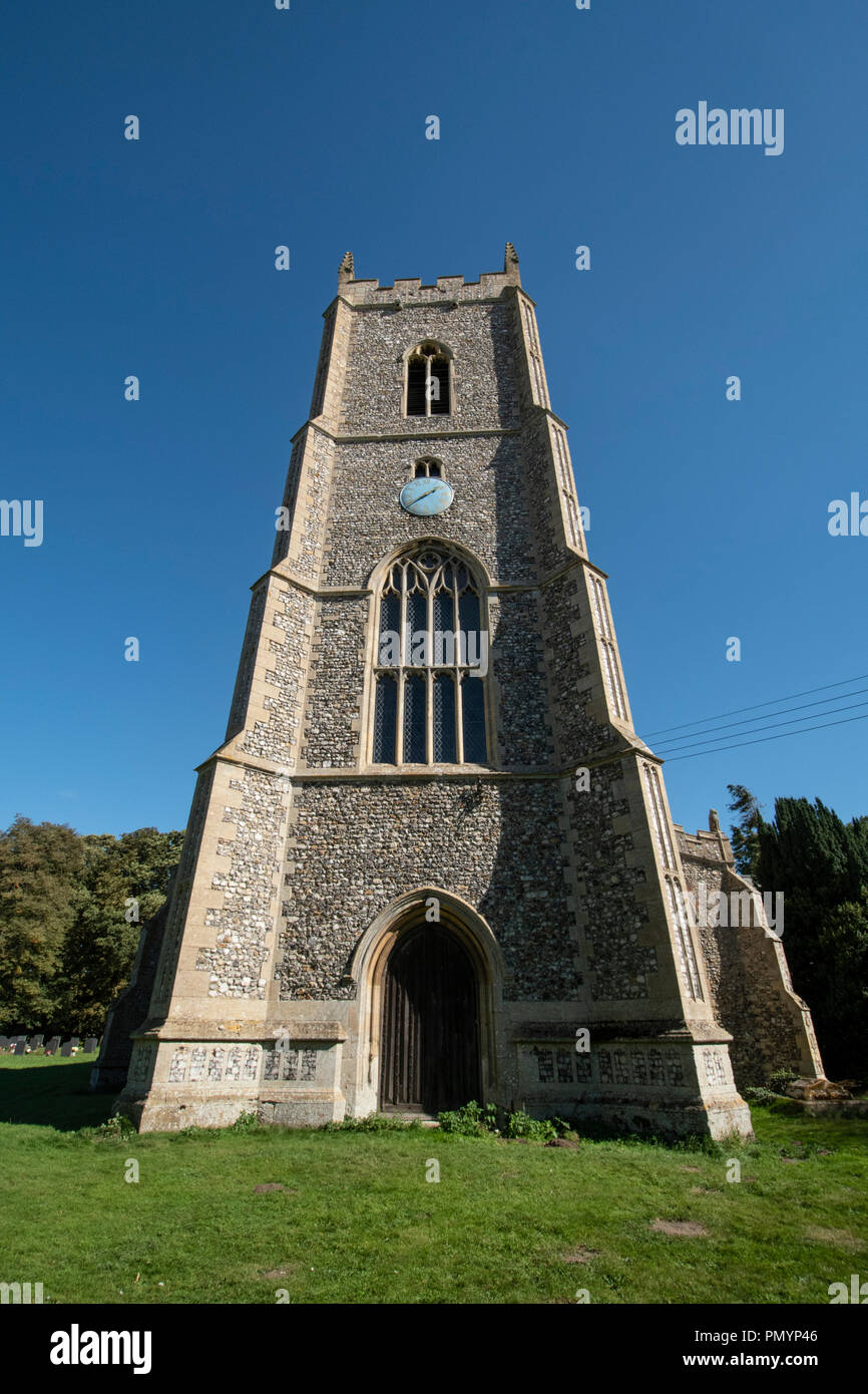 St. Marys church against a deep blue sky in the picturesque village of ...