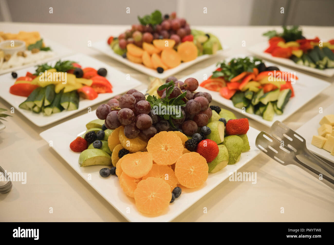 Portions of dietary salads from vegetables and fruits Stock Photo - Alamy