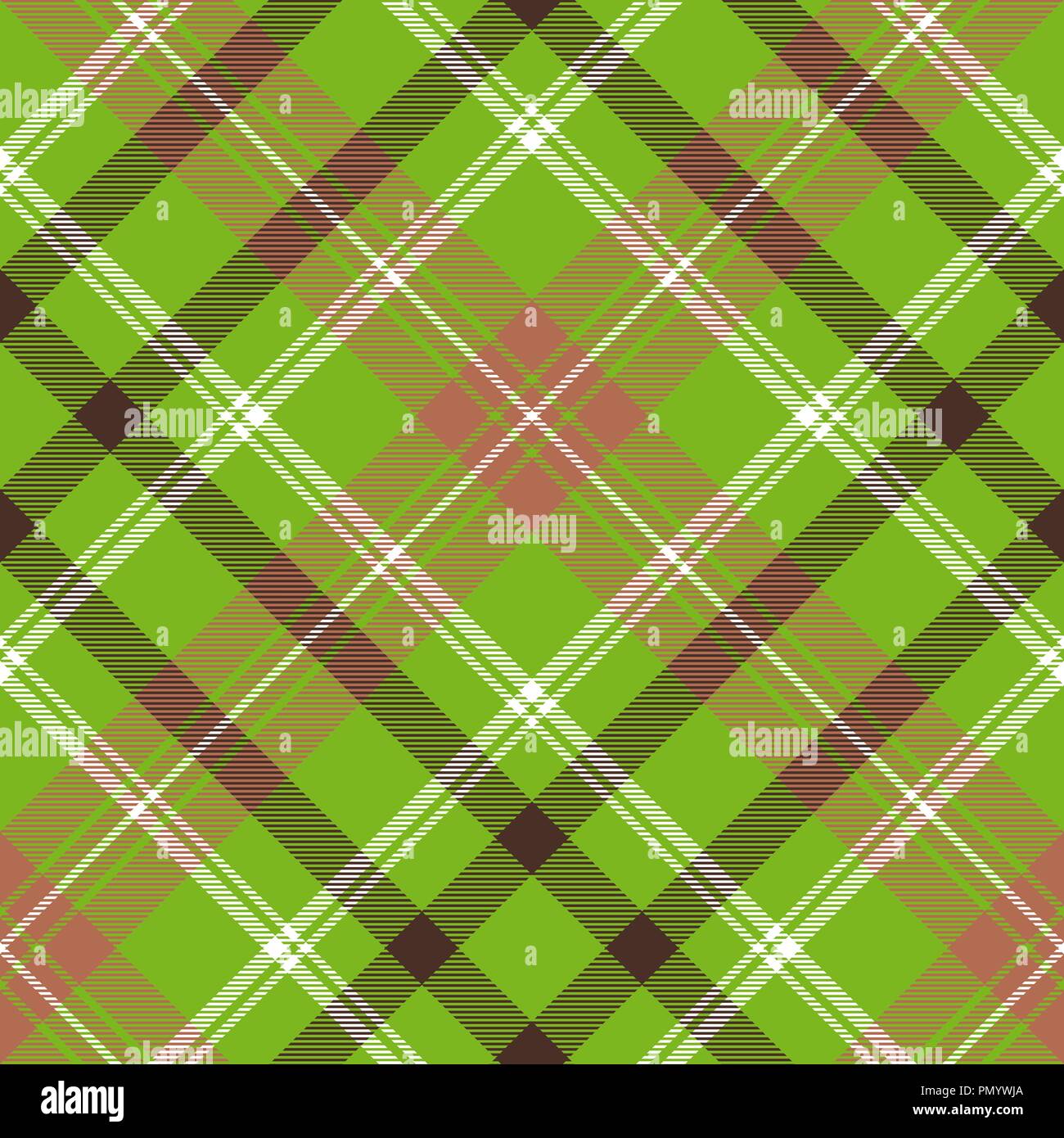 Green brown plaid fabric texture seamless pattern. Vector illustration ...