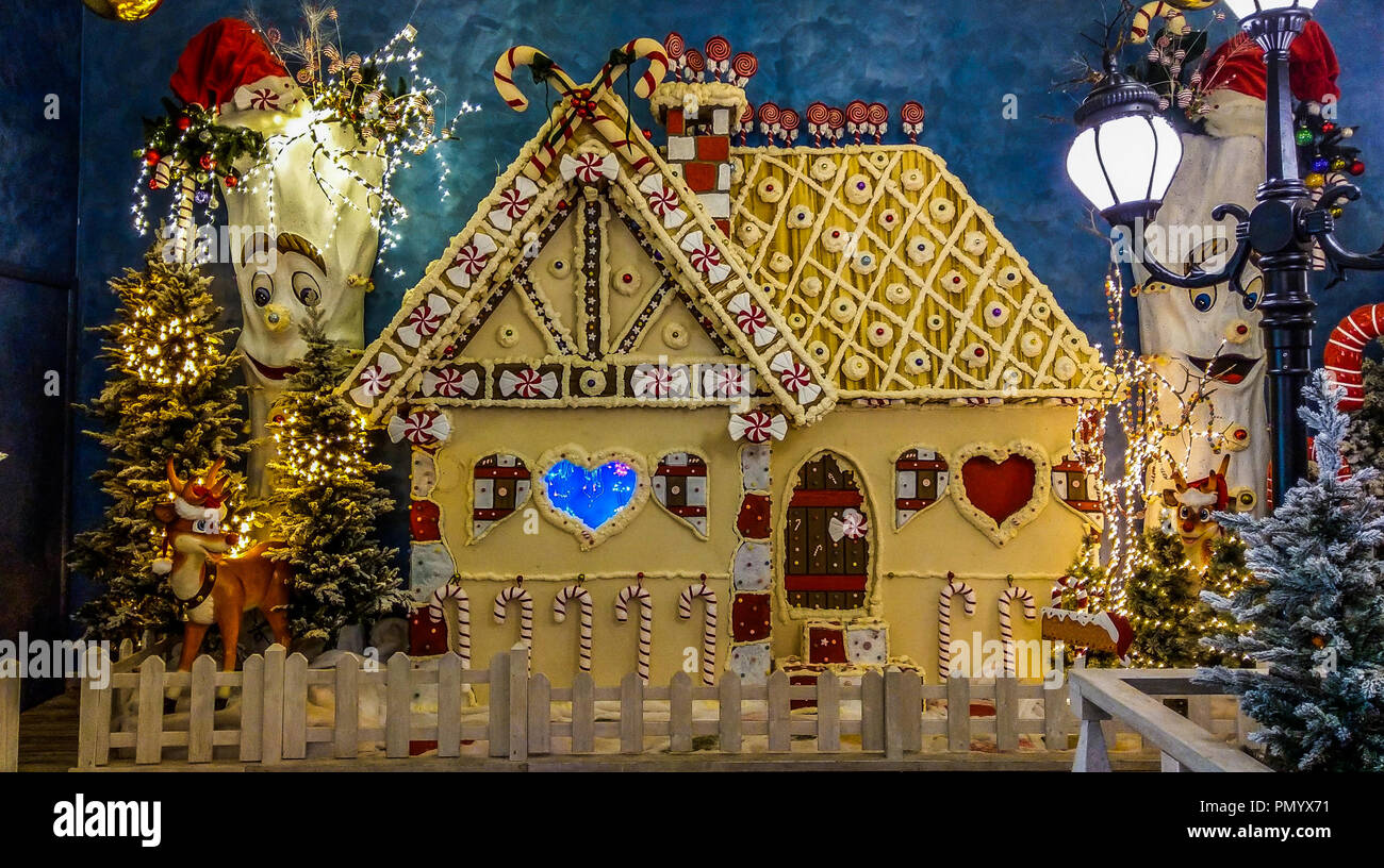 Magic christmas house of Santa Claus Stock Photo - Alamy