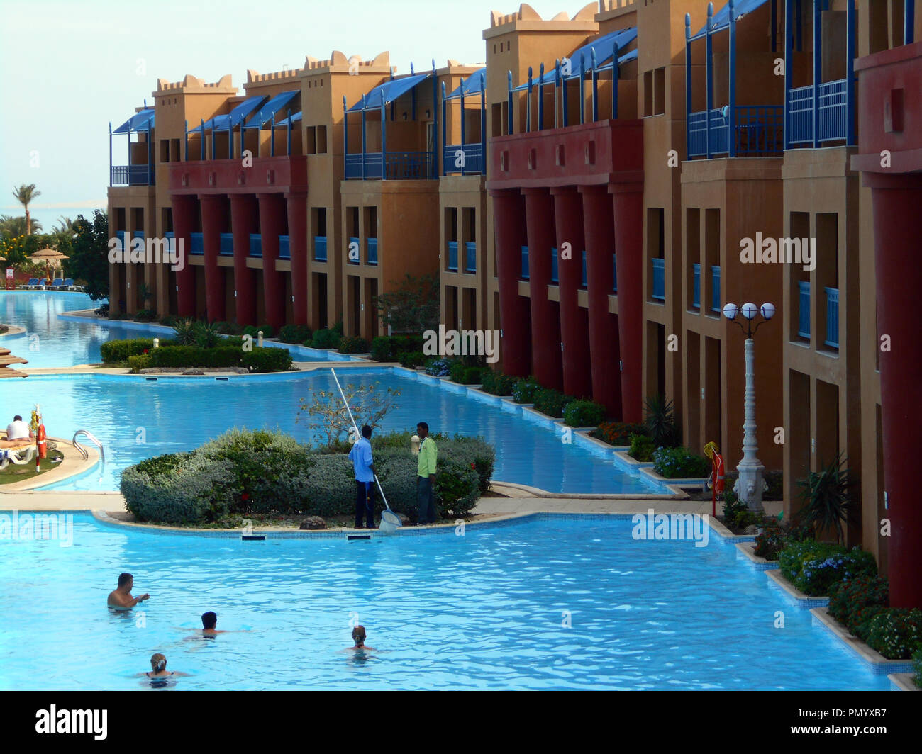 One of the massive swimming pools at one of the many hotels at the ...