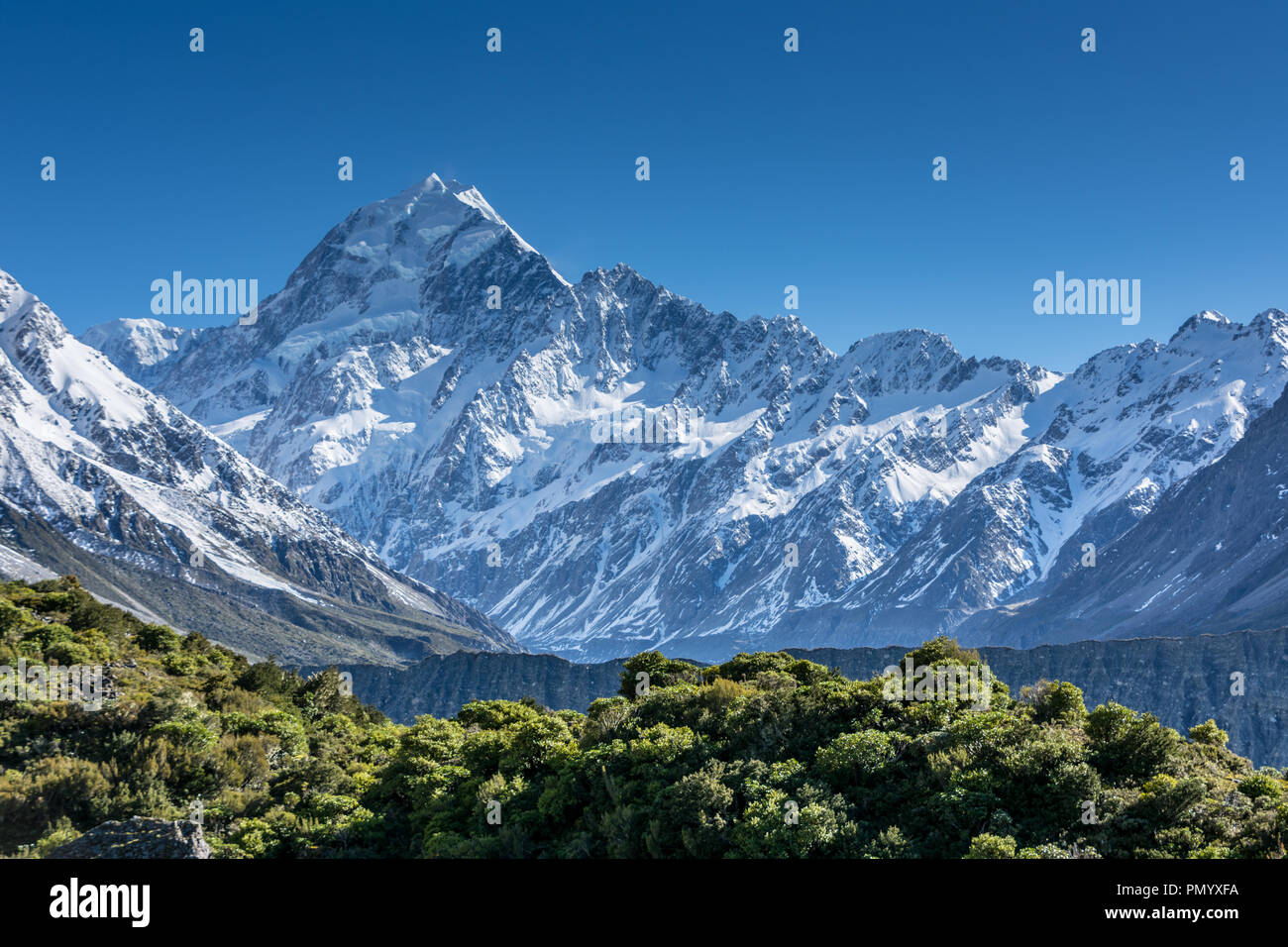 View of summit ridge of Mount Cook/Aoraki, New Zealand Stock Photo - Alamy