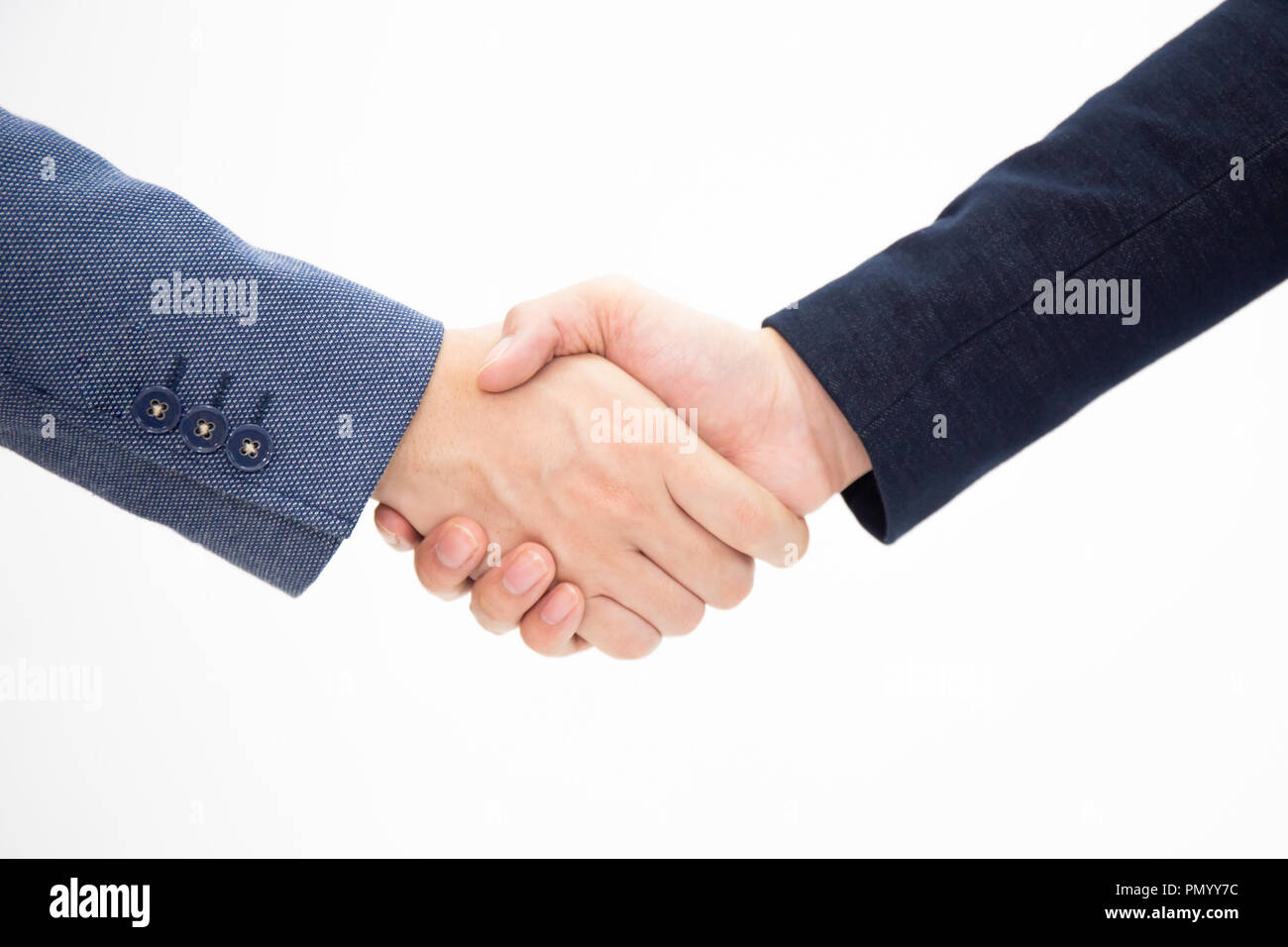 Successful business men shake hands isolated on white background Stock ...