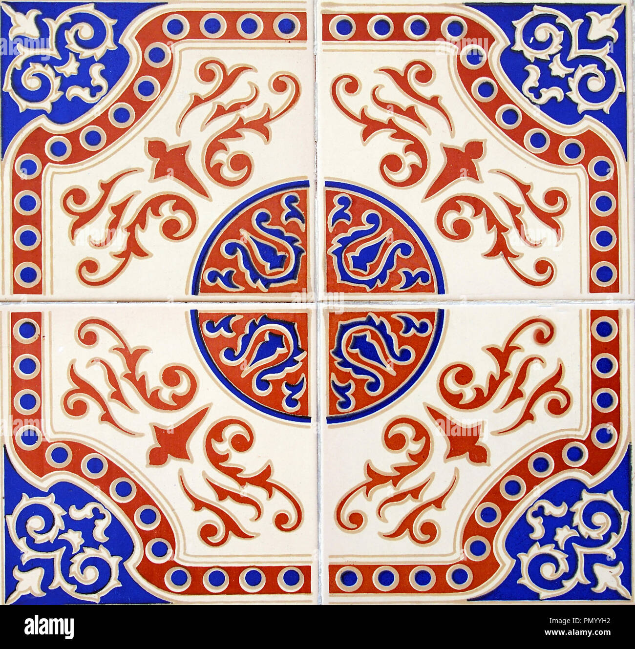 Detail of the traditional tiles from facade of old house. Decorative ...