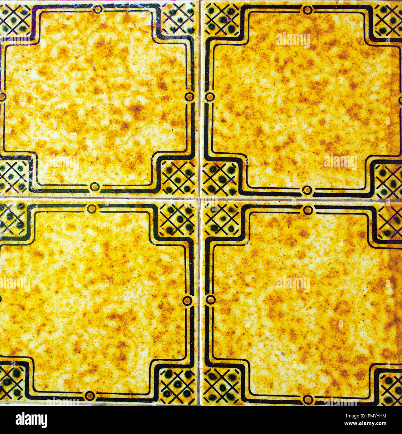 Detail of the traditional tiles from facade of old house. Decorative ...