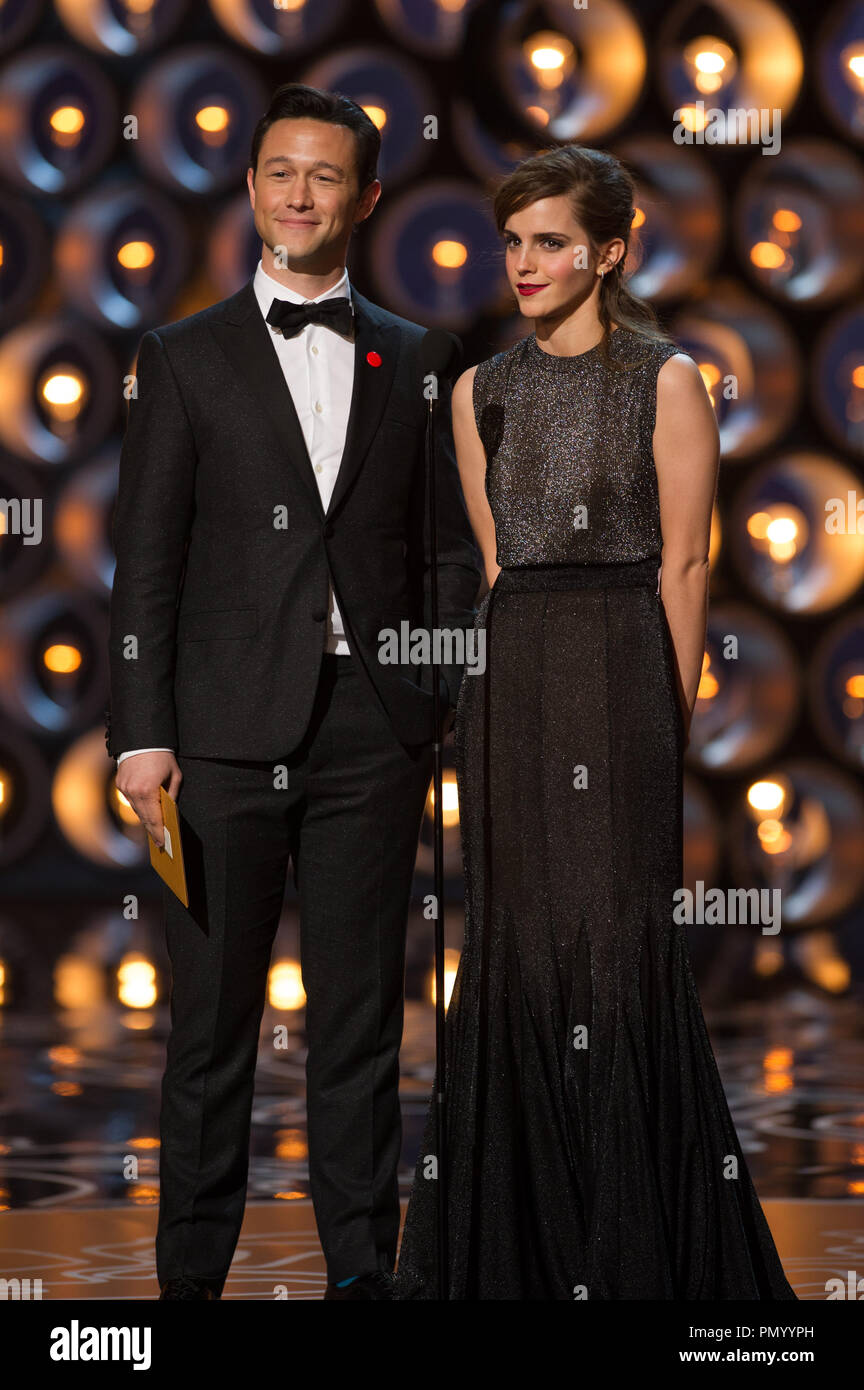 Joseph Gordon-Levitt and Emma Watson present an Oscar® during the live ...